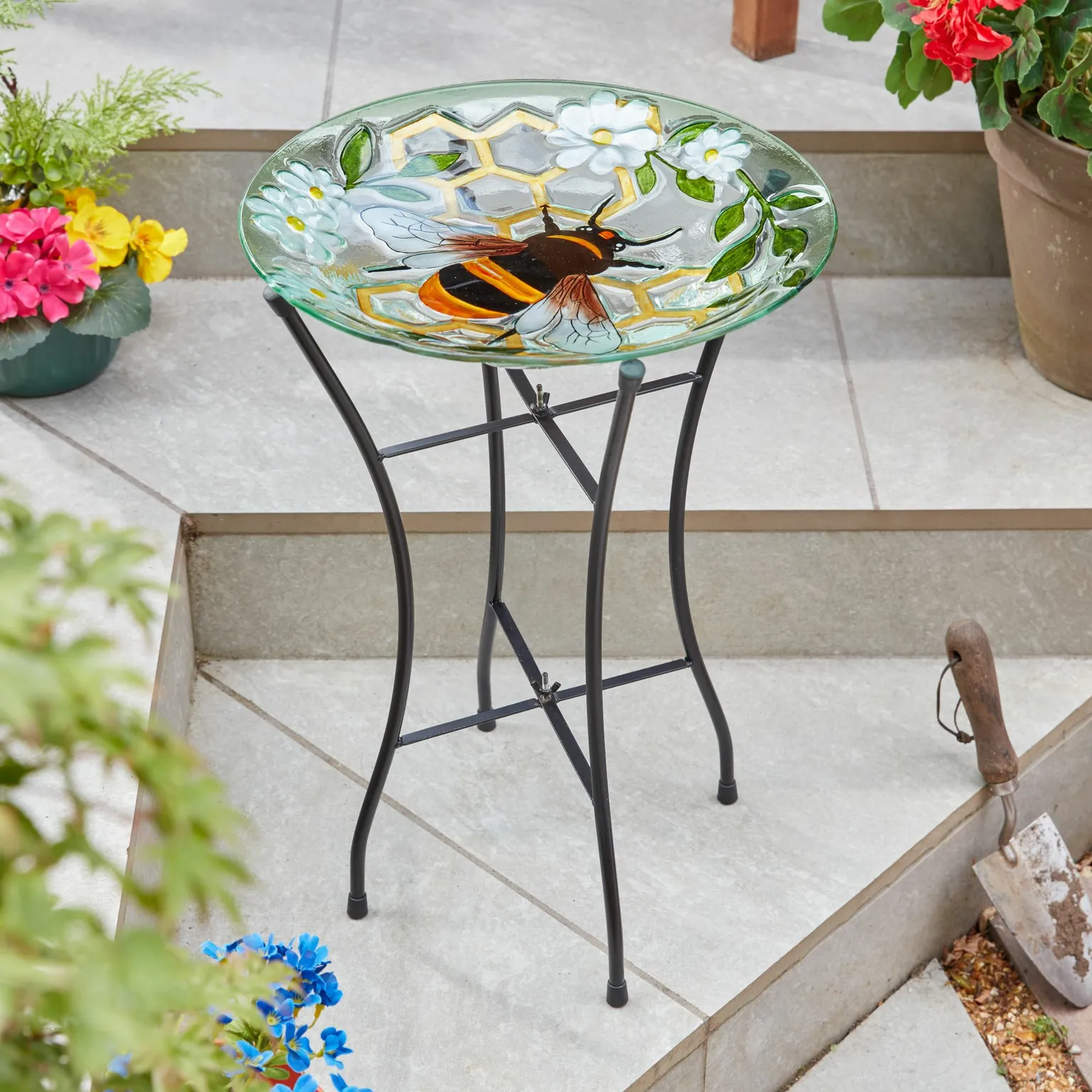 Bumblebee Glass Bird Bath - Cowell's Garden Centre | Woolsington