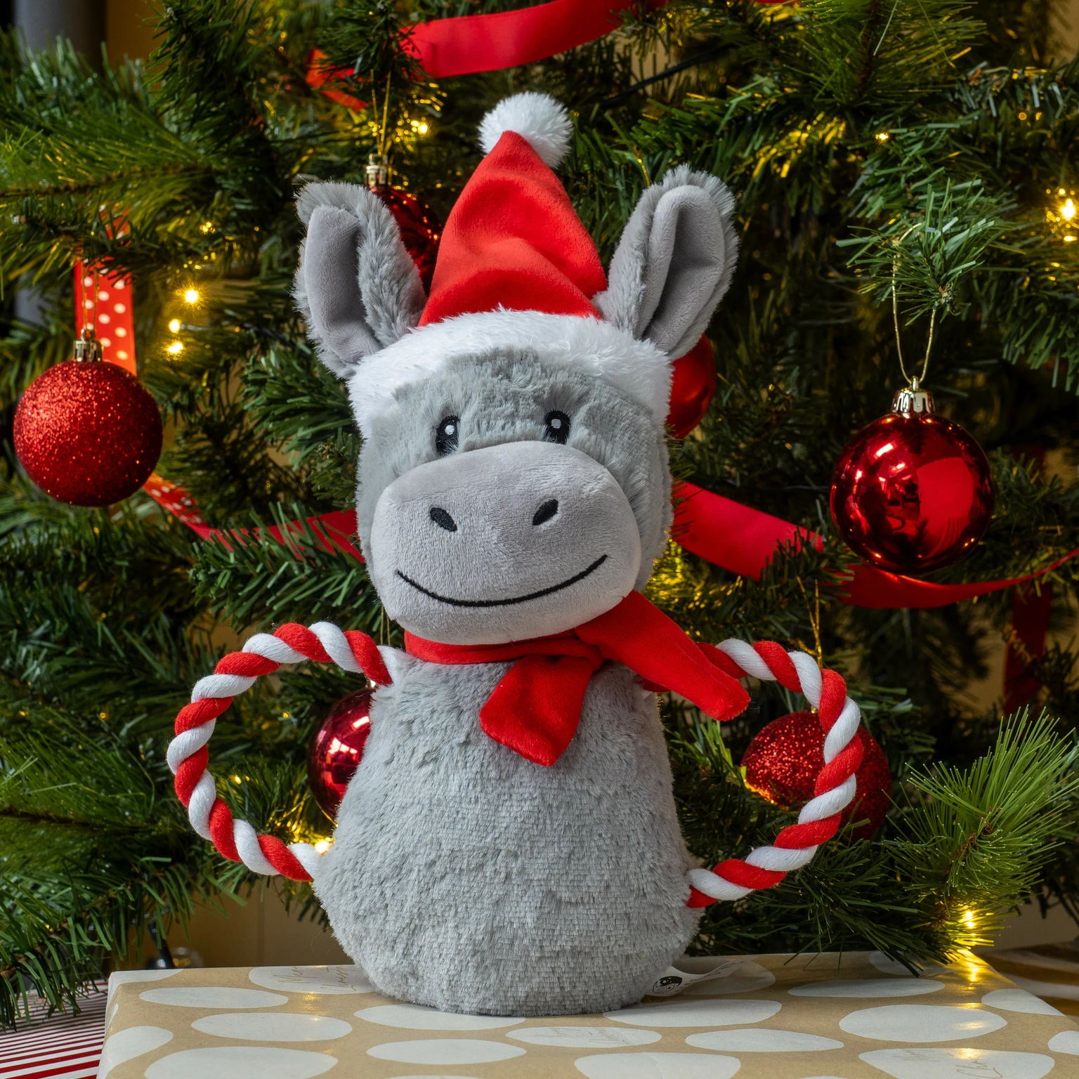 Festive Donkey Plush Rope Toy - Cowell's Garden Centre | Woolsington