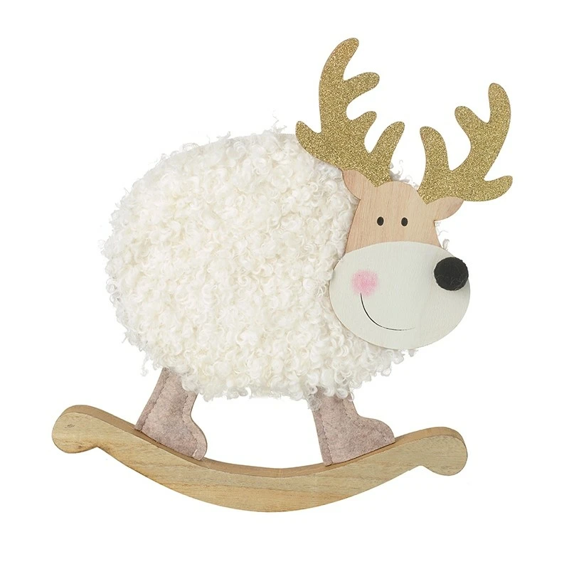 Fluffy Rocking Reindeer Ornament - Large White - Cowell's Garden Centre ...