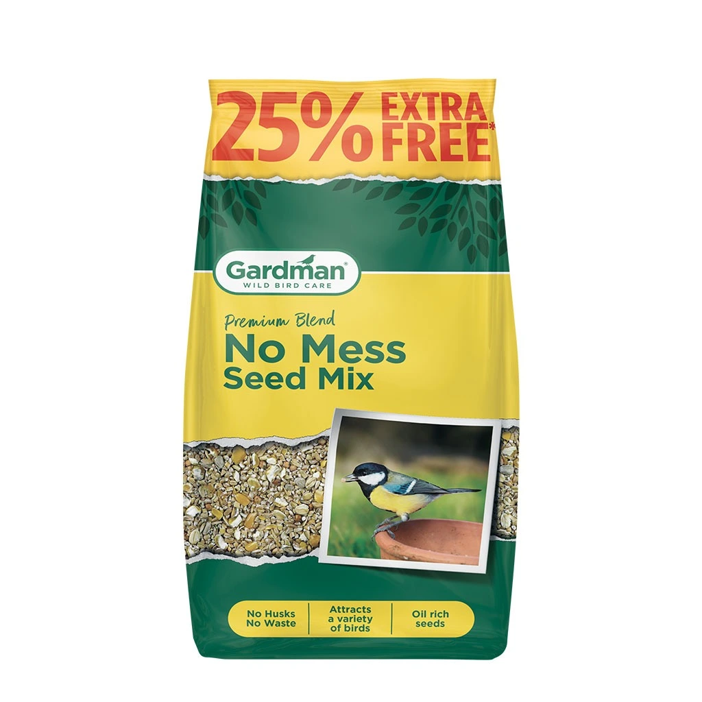 Gardman No Mess Seed Mix 1.6kg + 25% Extra Free - Cowell's Garden ...