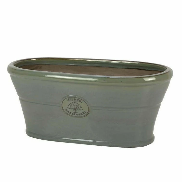 Glazed Grey Oval Trough Planter 31cm - Cowell's Garden Centre | Woolsington