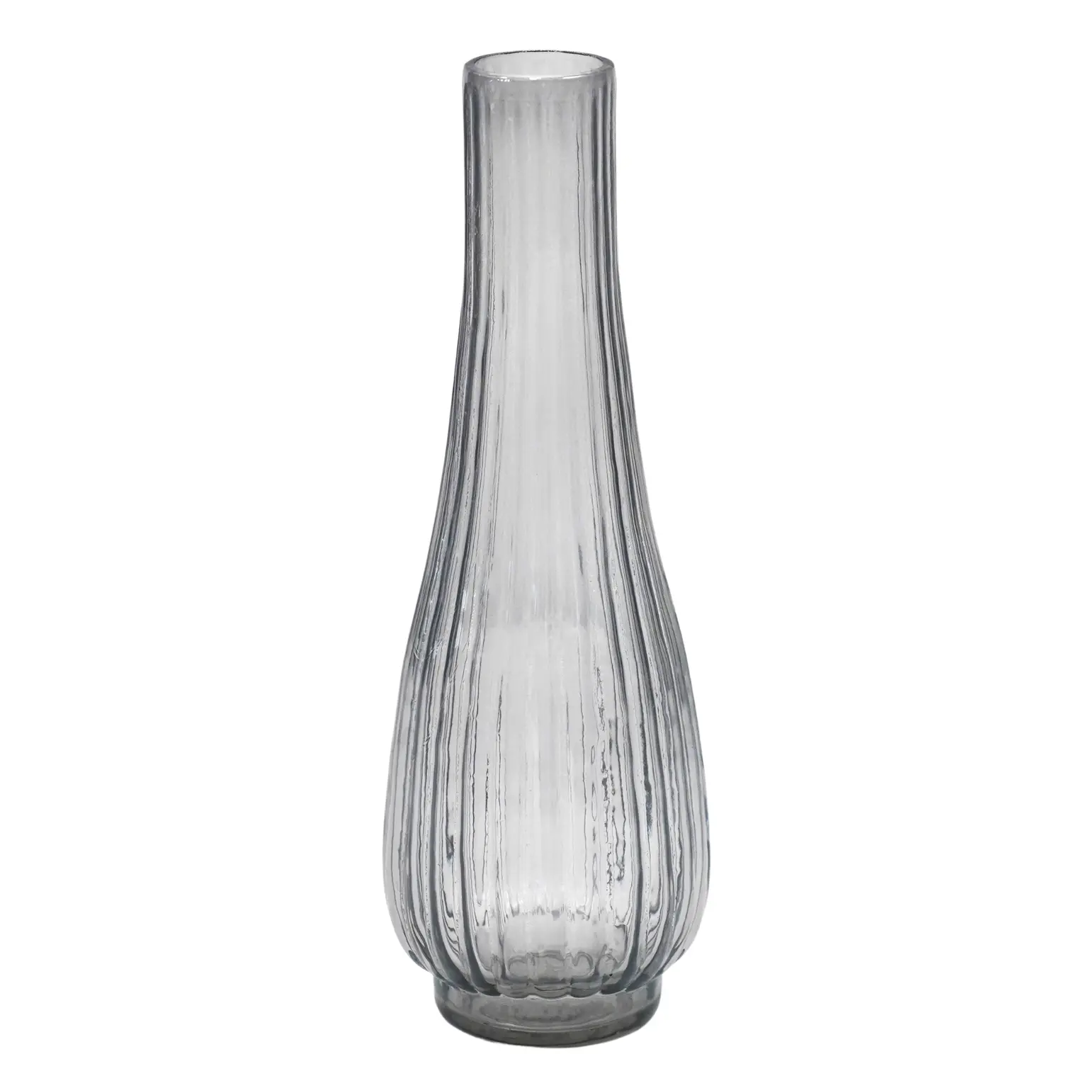 Ivyline Airlie Ribbed Stem Grey Vase - Cowell's Garden Centre | Woolsington