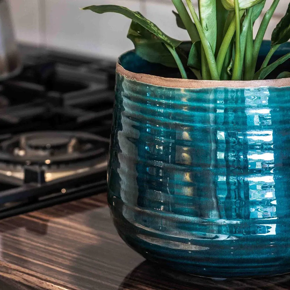 Ivyline Como Turquoise Planter Ø14cm - Cowell's Garden Centre | Woolsington
