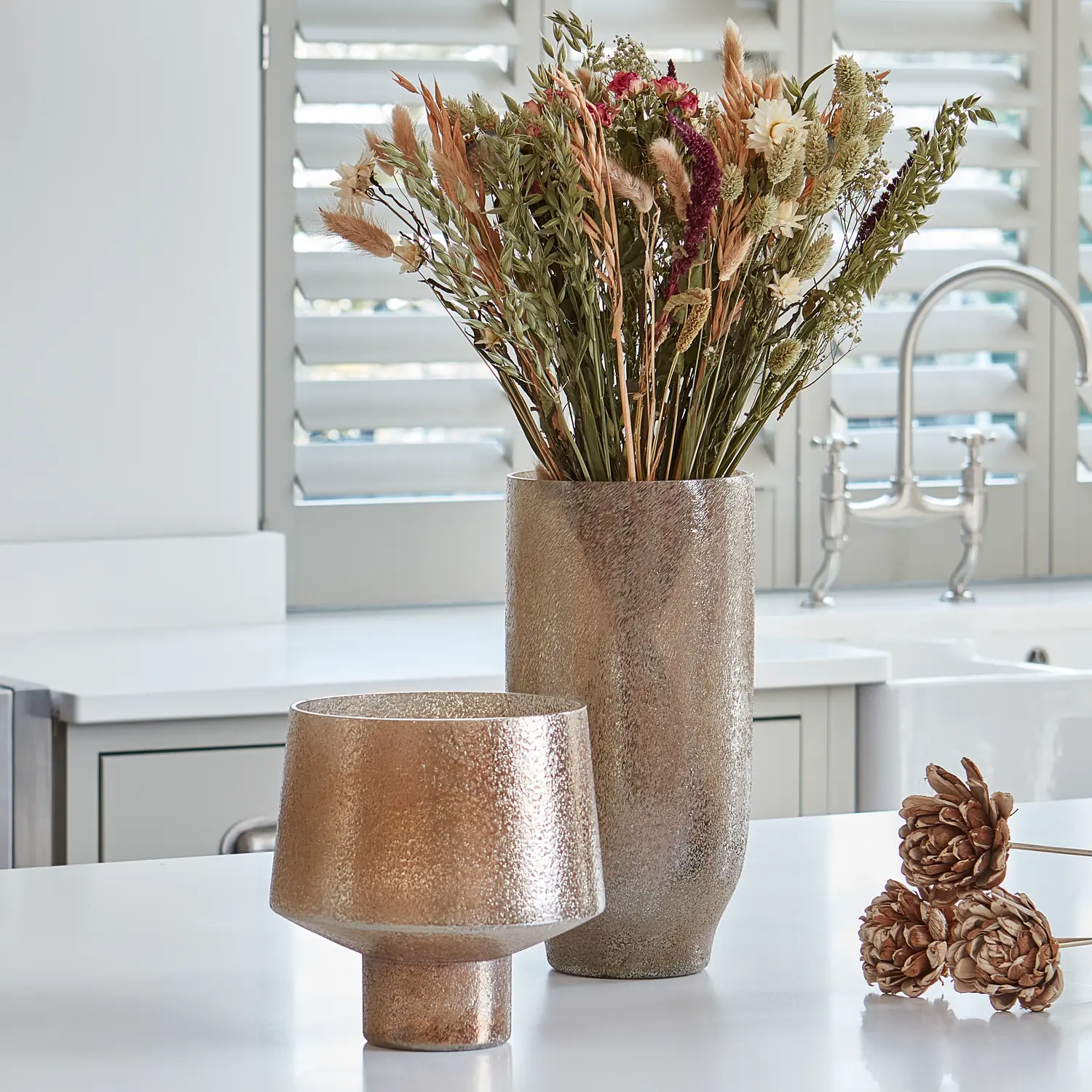 Ivyline Opulent Tall Curved Gold Vase - Cowell's Garden Centre ...