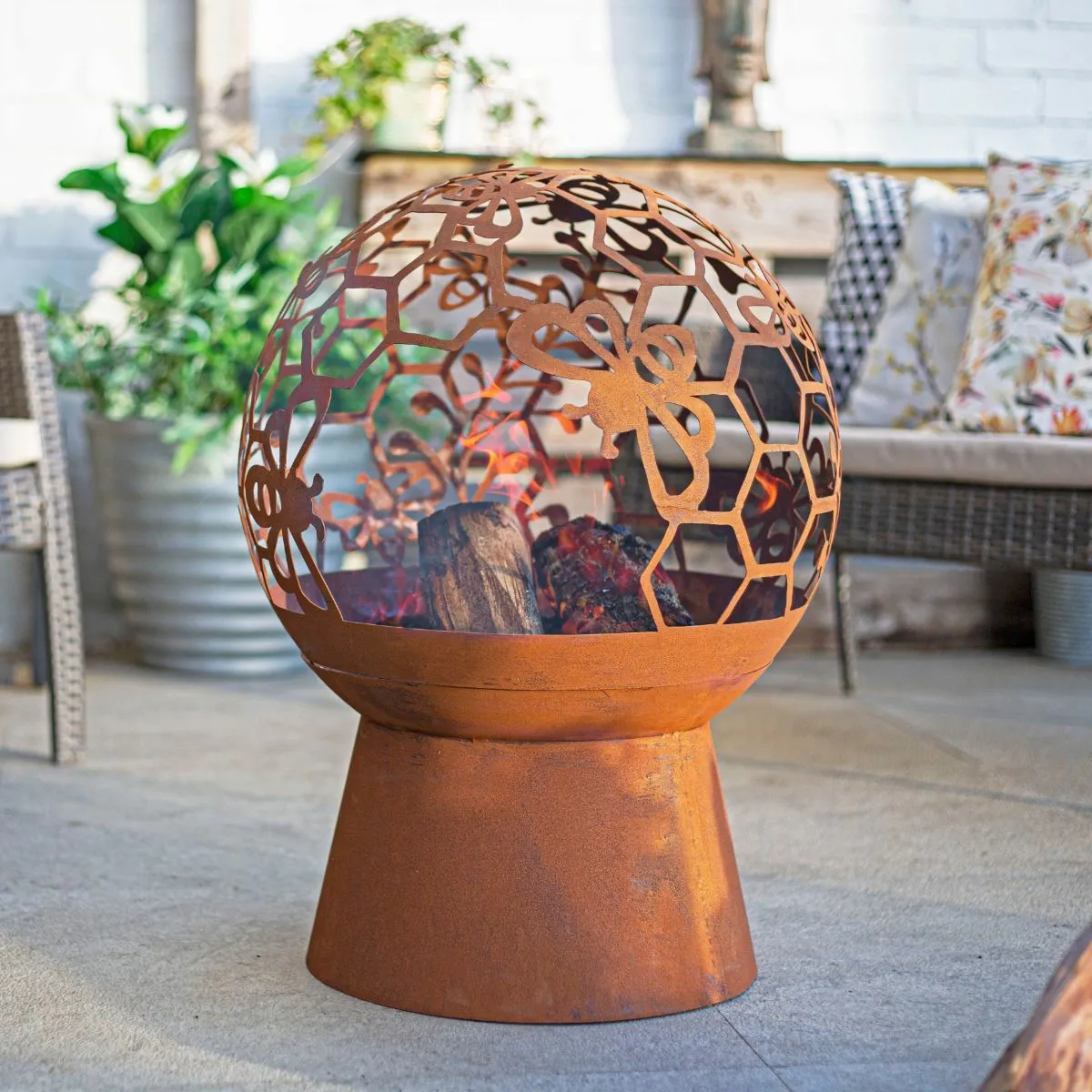 La Hacienda Honeycomb Fire Globe - Cowell's Garden Centre | Woolsington