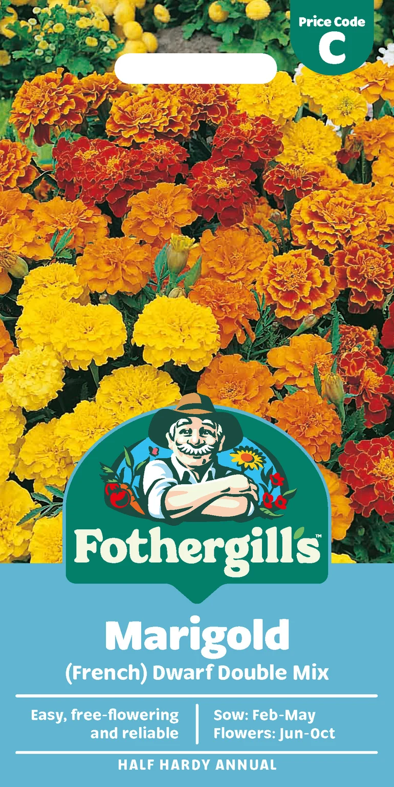 Marigold (French) Dwarf Double Mixed Seeds - Cowell's Garden Centre ...