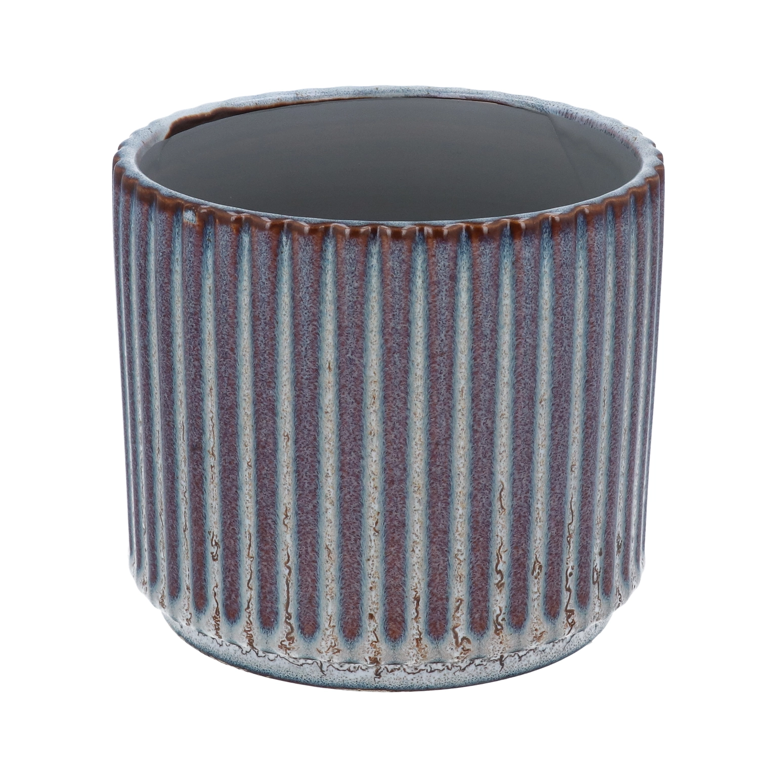 Ribbed Reactive Glaze Pot - Large - Cowell's Garden Centre | Woolsington