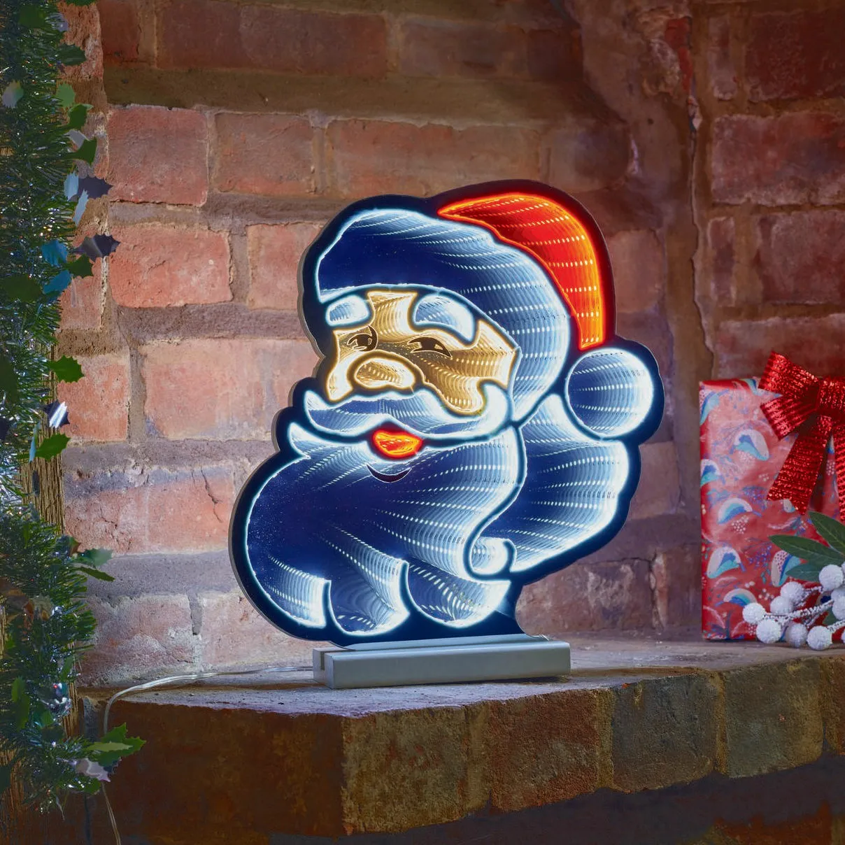 Santa Face Infinity Mirror Light - 40cm - Cowell's Garden Centre ...