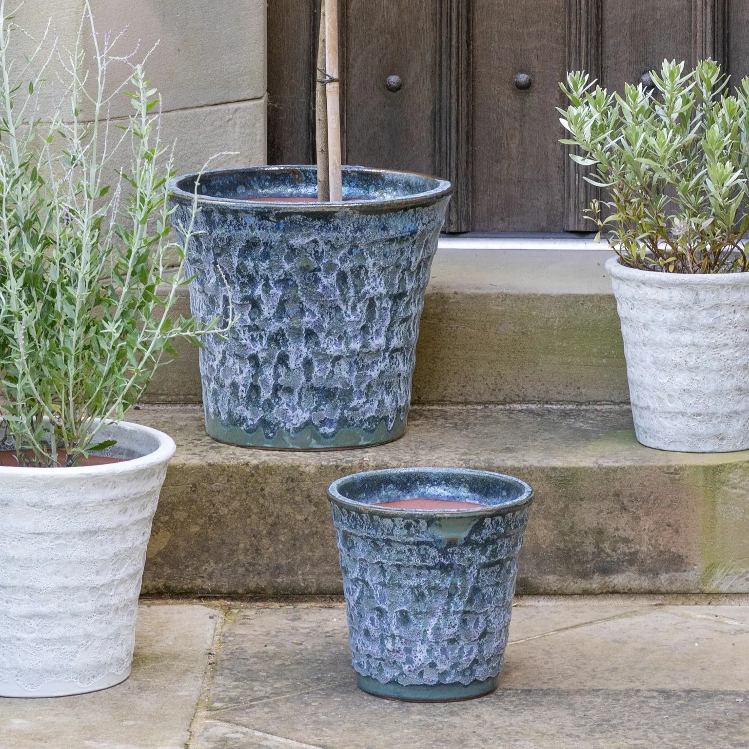 Ivyline Stow Sea Foam Volcanic Tapered Planter Ø37cm - Cowell's Garden ...