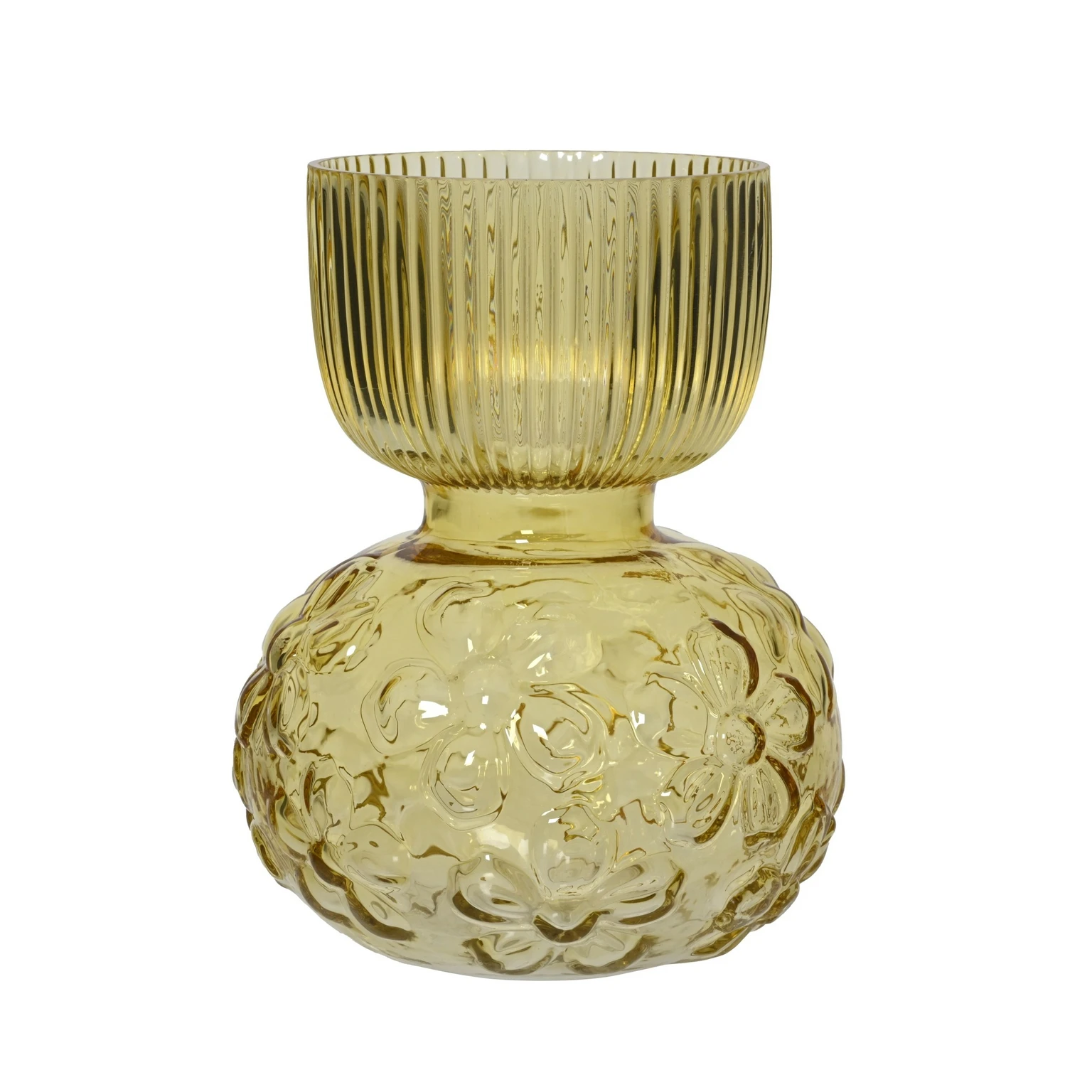 Yellow Flower Pattern Glass Vase - Cowell's Garden Centre | Woolsington